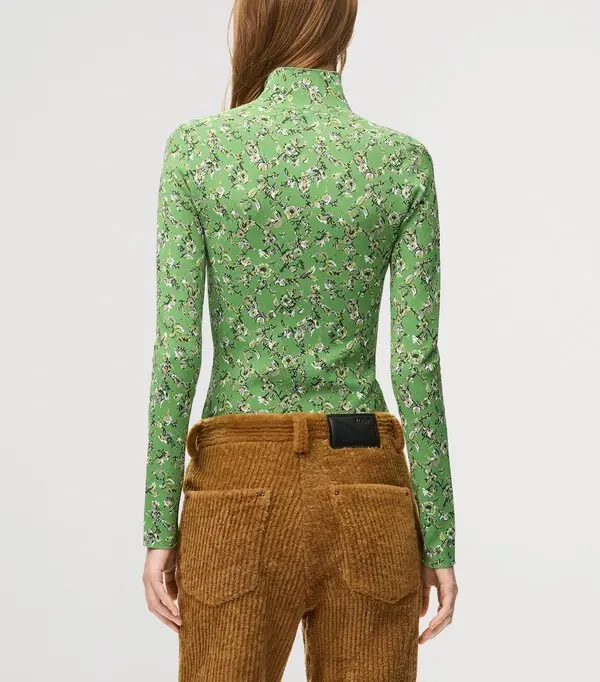 Loewe X Cosima Von Bonin Floral Print Turtleneck Top - Green