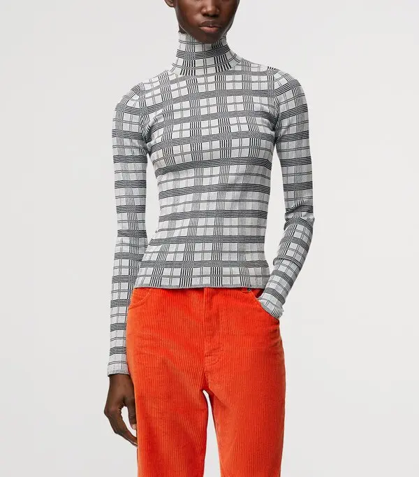 Loewe Check Jacquard High-neck Top - White