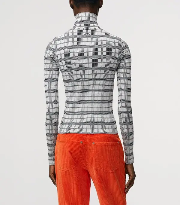 Loewe Check Jacquard High-neck Top - White