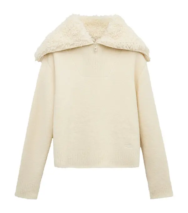 Loewe Wool-blend Zip-up Sweater - White