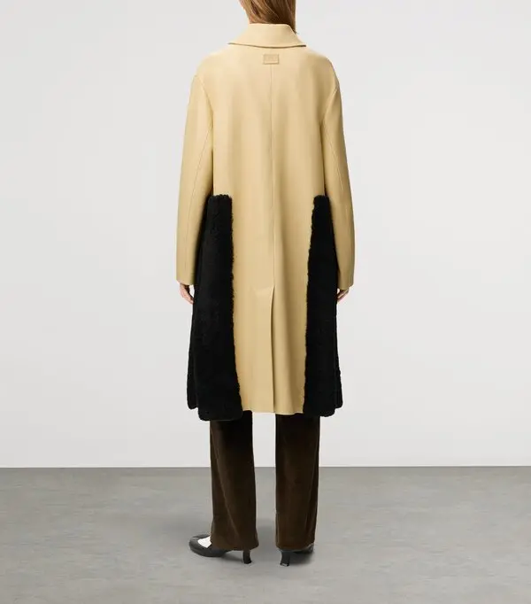 Loewe Nappa Lambskin Shearling-trimmed Coat - Yellow