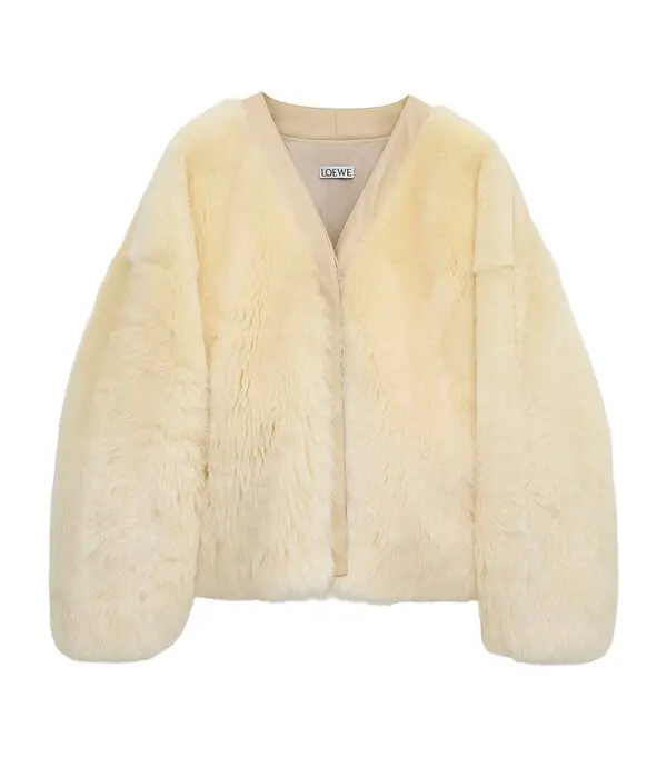 Loewe Shearling V-neck Cardigan - Yellow