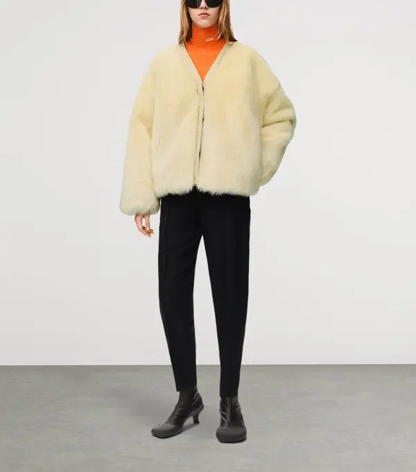 Loewe Shearling V-neck Cardigan - Yellow