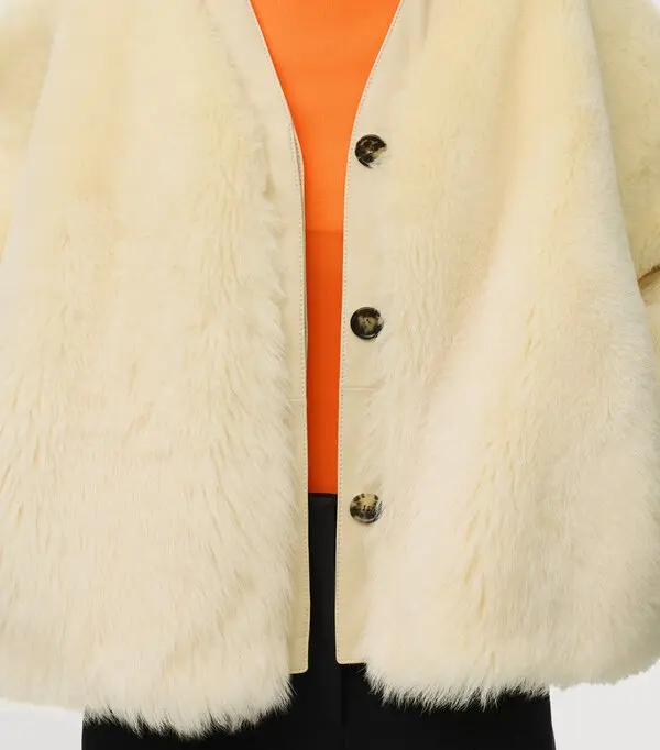 Loewe Shearling V-neck Cardigan - Yellow