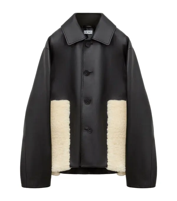 Loewe Nappa Lambskin Shearling-trim Jacket - Black