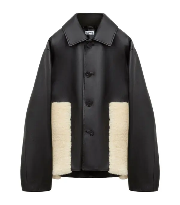 Loewe Nappa Lambskin Shearling-trim Jacket - Black