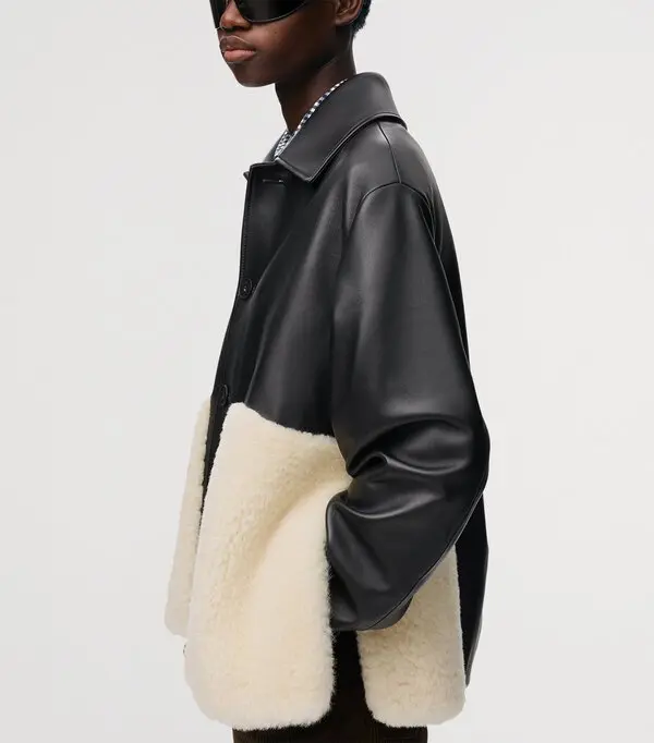 Loewe Nappa Lambskin Shearling-trim Jacket - Black