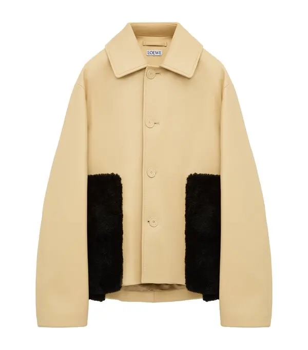 Loewe Nappa Lambskin Shearling-trim Jacket - Yellow