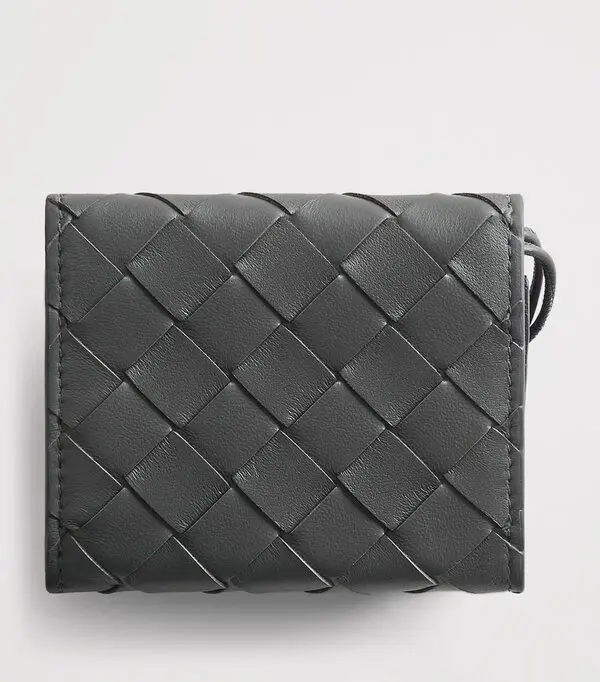 Bottega Veneta Leather Intrecciato Andiamo Trifold Wallet - Grey