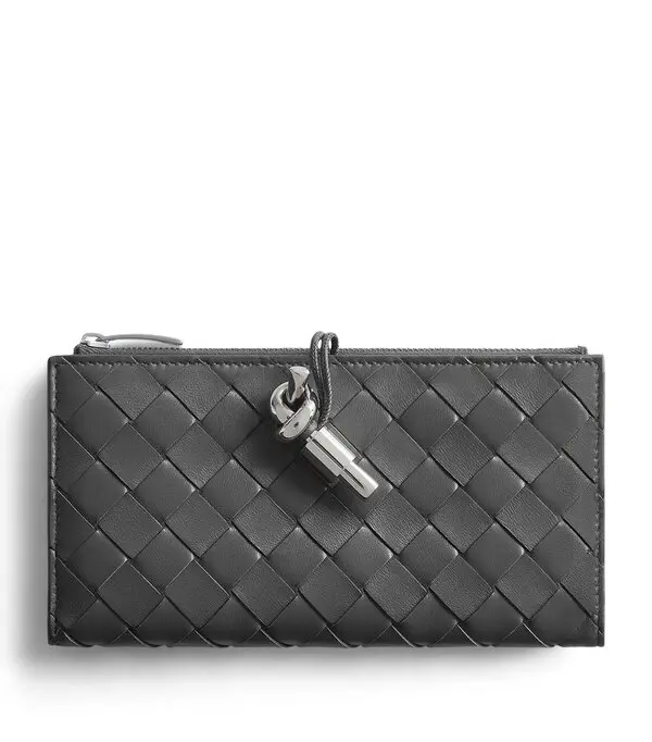 Bottega Veneta Leather Andiamo Long Wallet - Grey