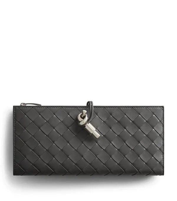 Bottega Veneta Large Leather Andiamo Bifold Wallet - Grey