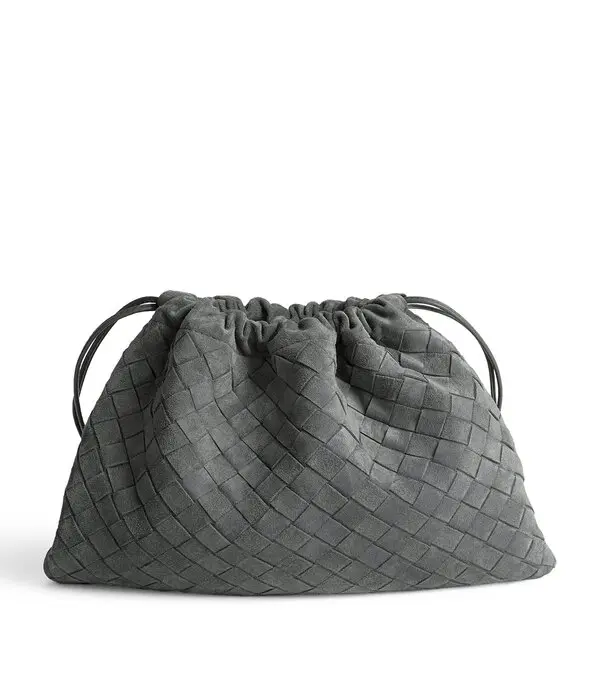 Bottega Veneta Suede Intrecciato Pouch - Grey