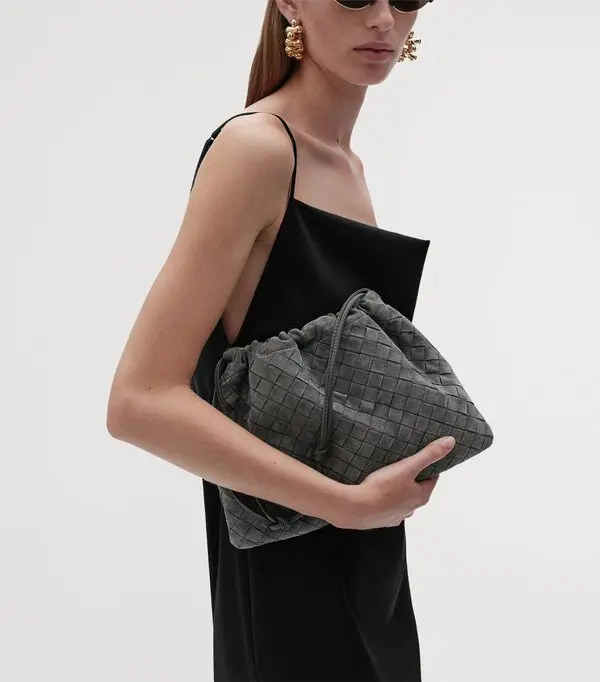Bottega Veneta Suede Intrecciato Pouch