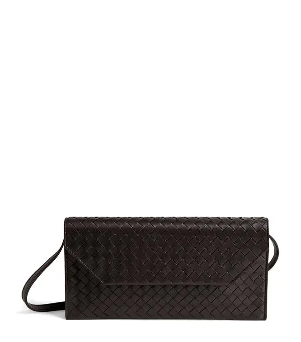 Bottega Veneta Nappa Leather Intrecciato Piccolo Envelope Pouch - Brown