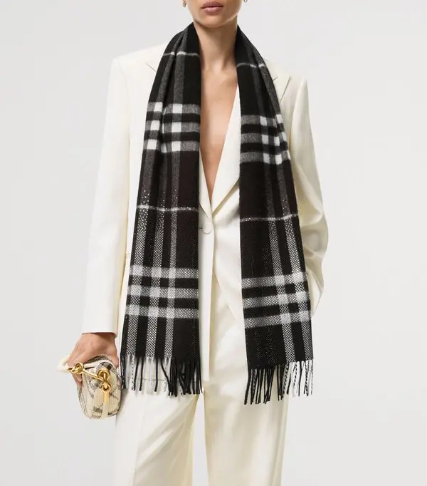 Burberry Cashmere Check Crystal-embellished Scarf