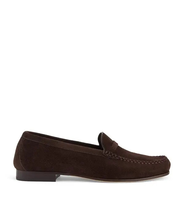 MALONE SOULIERS Suede Knightsbridge Loafers - Brown
