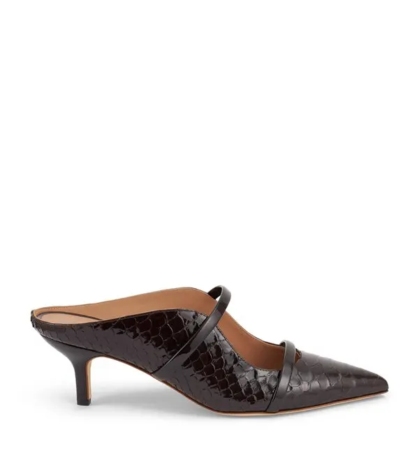 MALONE SOULIERS Embossed Leather Maureen Mules 45 - Brown
