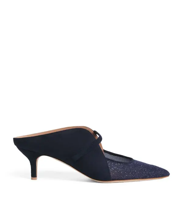 MALONE SOULIERS Suede Embellished Maureen Arc Heeled Mules 45 - Navy