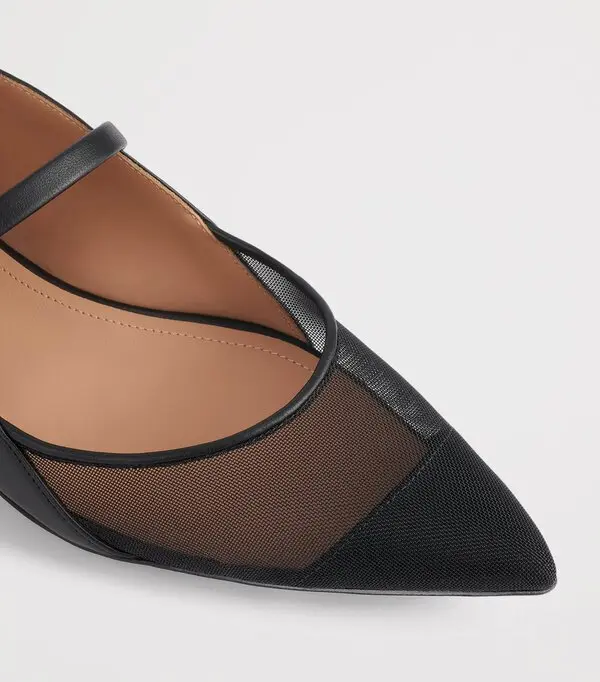 MALONE SOULIERS Leather And Mesh Maureen Arc Flats