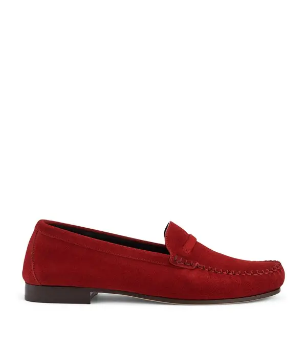 MALONE SOULIERS Suede Knightsbridge Loafers - Red