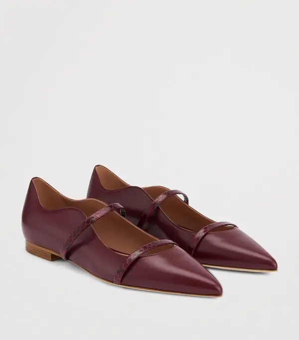 MALONE SOULIERS Leather Maureen Ballet Flats - Burgundy