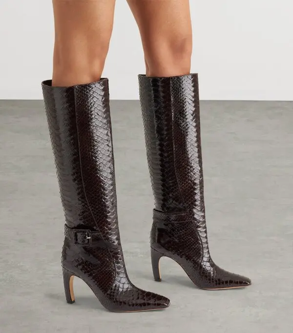 MALONE SOULIERS Embossed Leather Raven Knee-high Boots 90