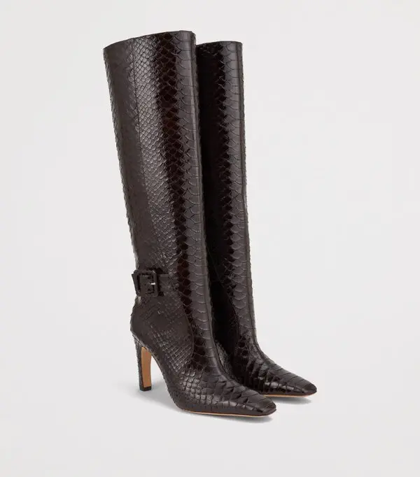 MALONE SOULIERS Embossed Leather Raven Knee-high Boots 90