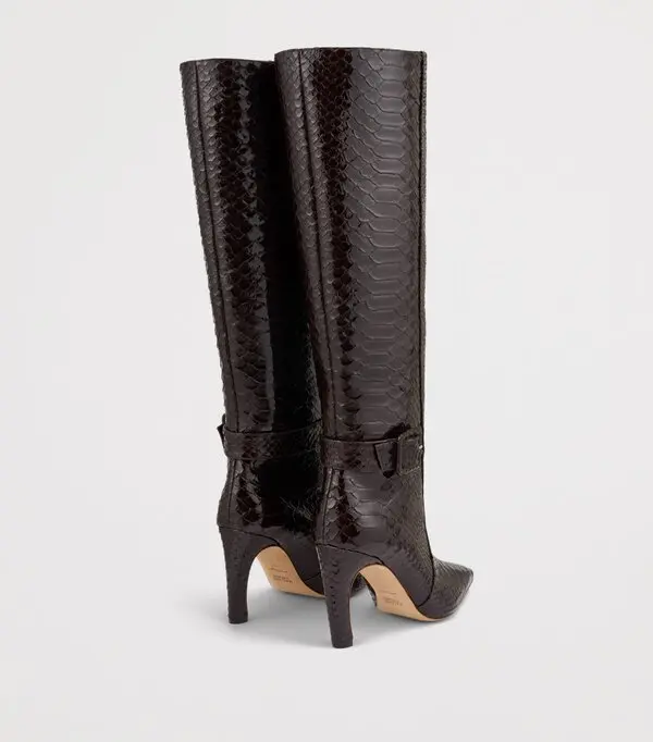 MALONE SOULIERS Embossed Leather Raven Knee-high Boots 90