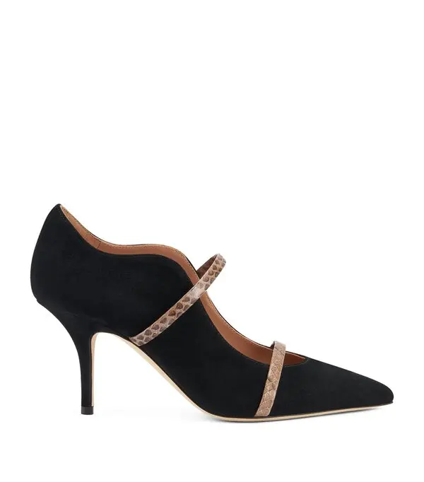 MALONE SOULIERS Suede-snake Skin Maureen Pumps 70 - Black