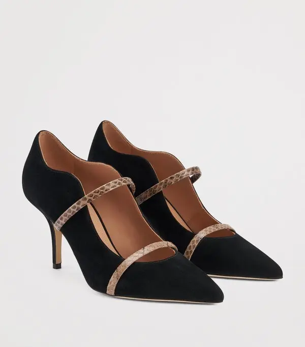MALONE SOULIERS Maureen Suede And Snakeskin Stiletto Pumps - Black