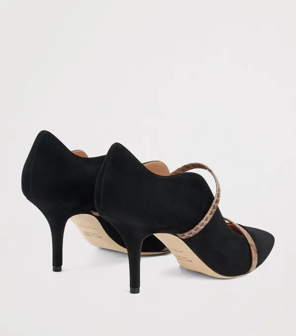 MALONE SOULIERS Maureen Suede And Snakeskin Stiletto Pumps - Black