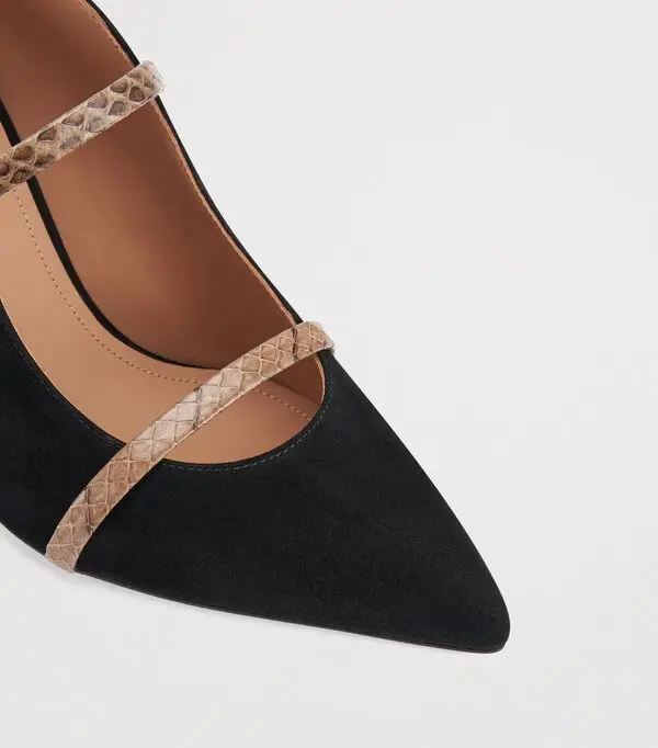 MALONE SOULIERS Maureen Suede And Snakeskin Stiletto Pumps - Black