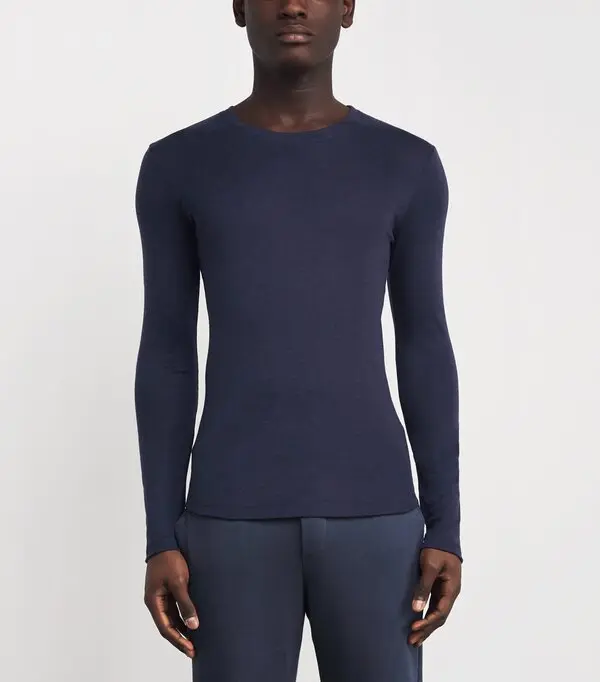 Hanro Cotton Living Long-sleeve T-shirt - Navy