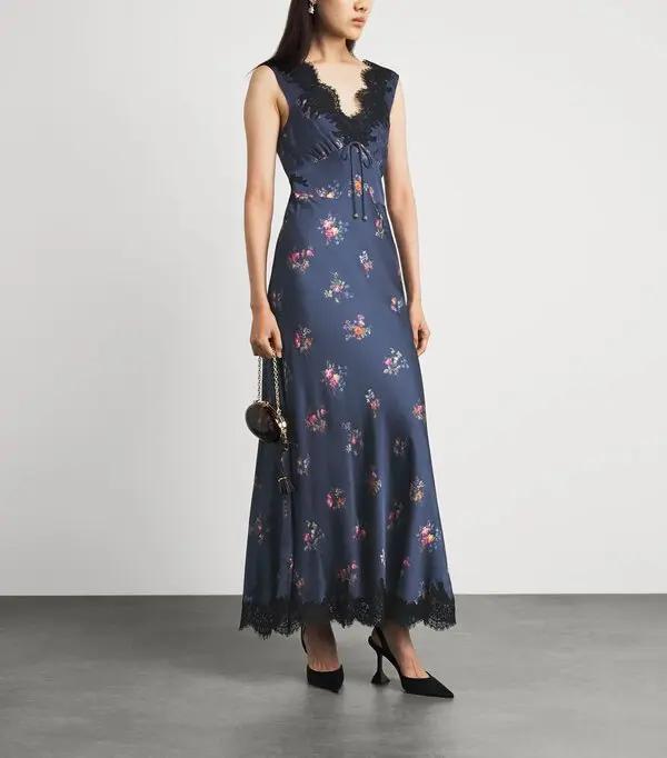 SELF-PORTRAIT Floral Lace Midi Dress