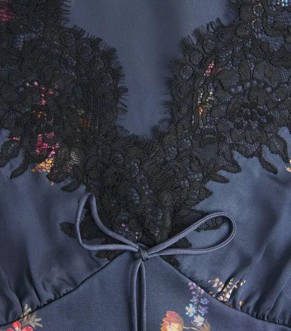 SELF-PORTRAIT Satin-lace Floral Blouse