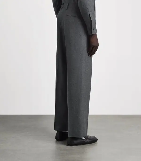 Auralee Wool Pleated Wide-leg Trousers