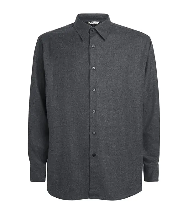 Auralee Wool Flannel Shirt - Grey