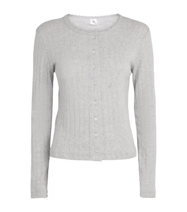 LESET Cotton Pointelle Cardigan
