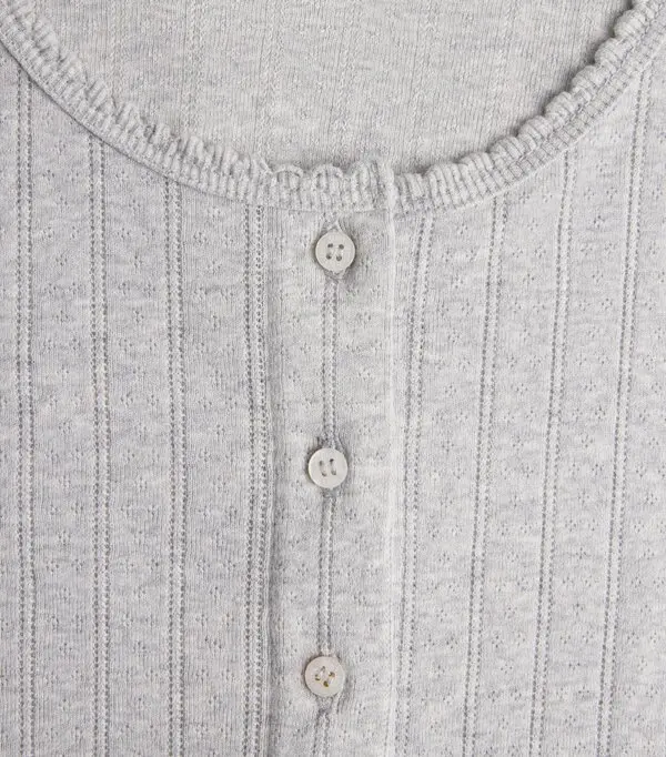 LESET Cotton Pointelle Cardigan