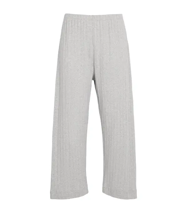 LESET Cotton Pointelle Cropped Trousers - Grey