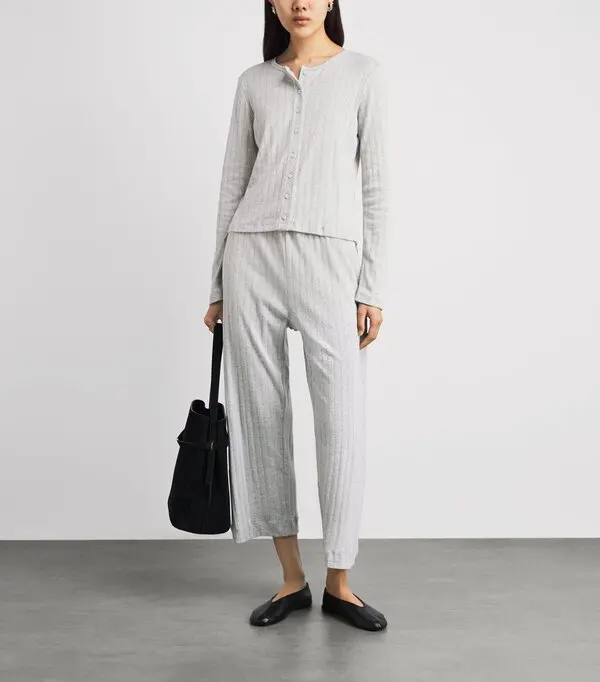 LESET Cotton Pointelle Cropped Trousers