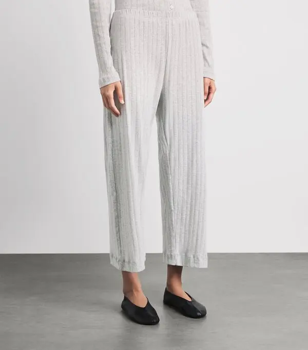 LESET Cotton Pointelle Cropped Trousers