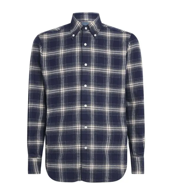 BARBA NAPOLI Cotton Check Shirt - Navy