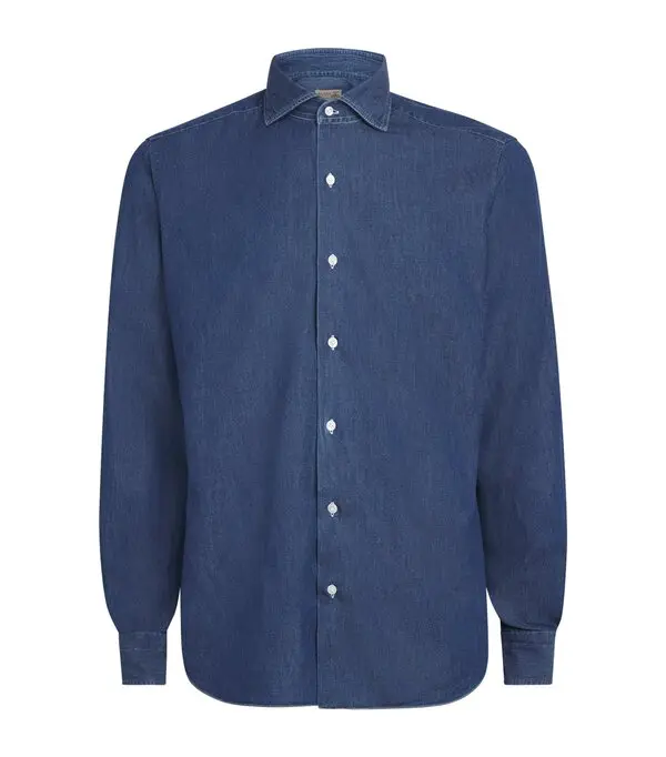 BARBA NAPOLI Slim Denim Shirt - Navy