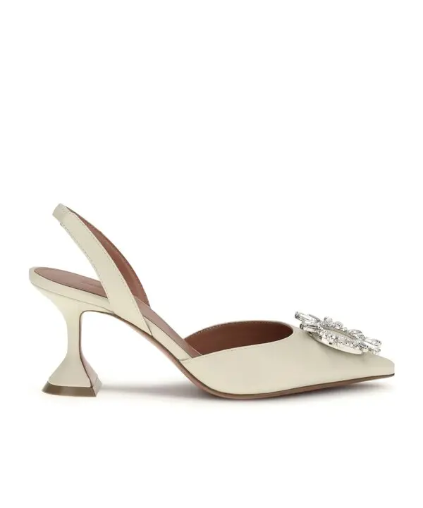 Amina Muaddi Pointed High-heeled Sandals - Nude