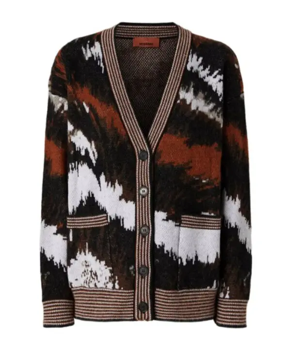 Missoni Abstract-print Buttoned Cardigan - Rust And Black