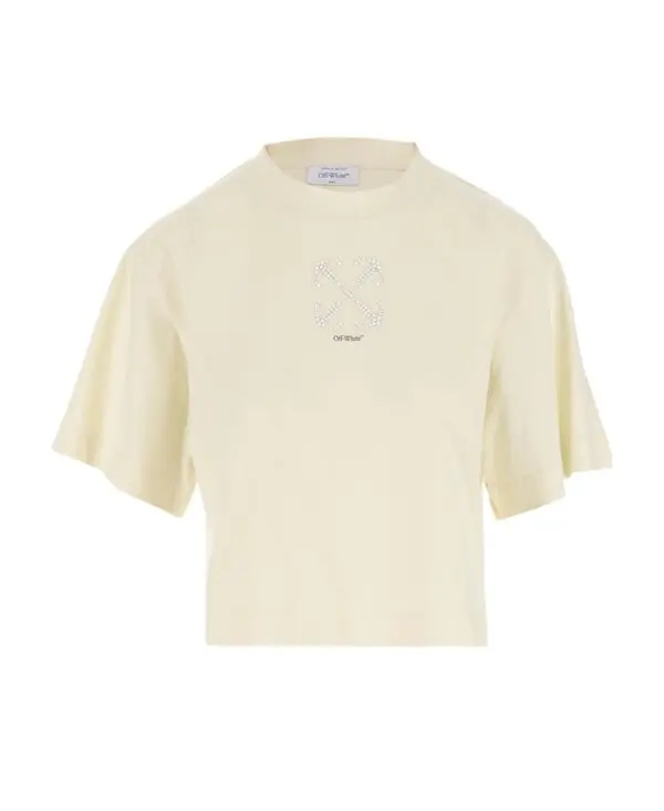 Off-White Crewneck Cropped T-shirt - Nude