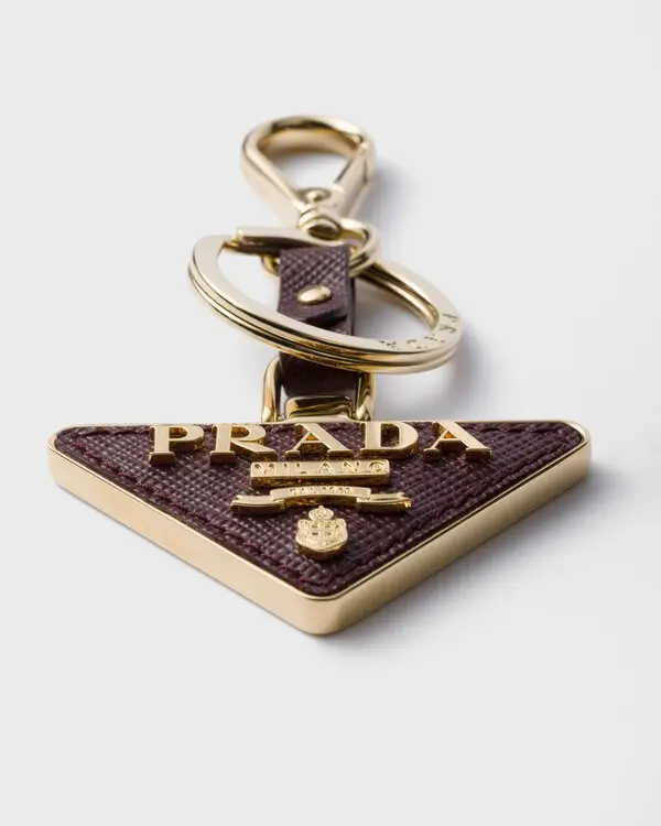 Prada Saffiano Leather And Metal Keychain