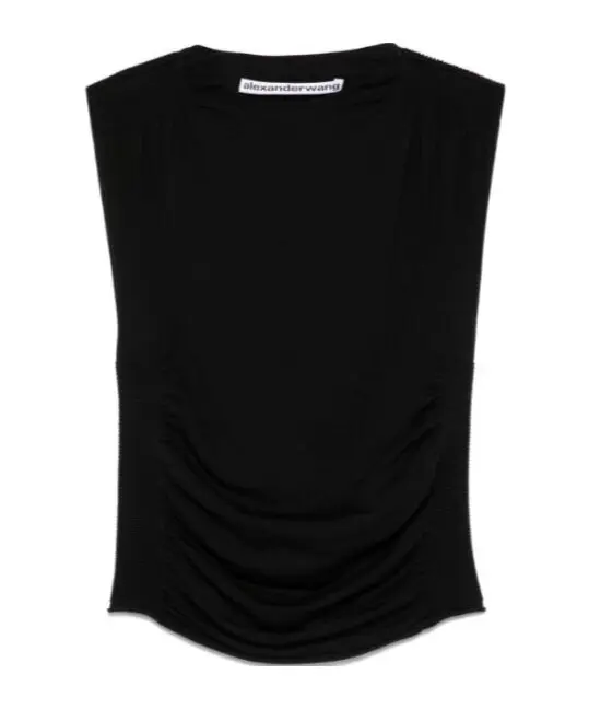 Alexander Wang Ruched Crewneck Top - Black