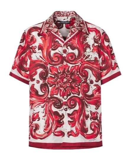 Dolce & Gabbana Majolica Silk Twill Shirt - Red